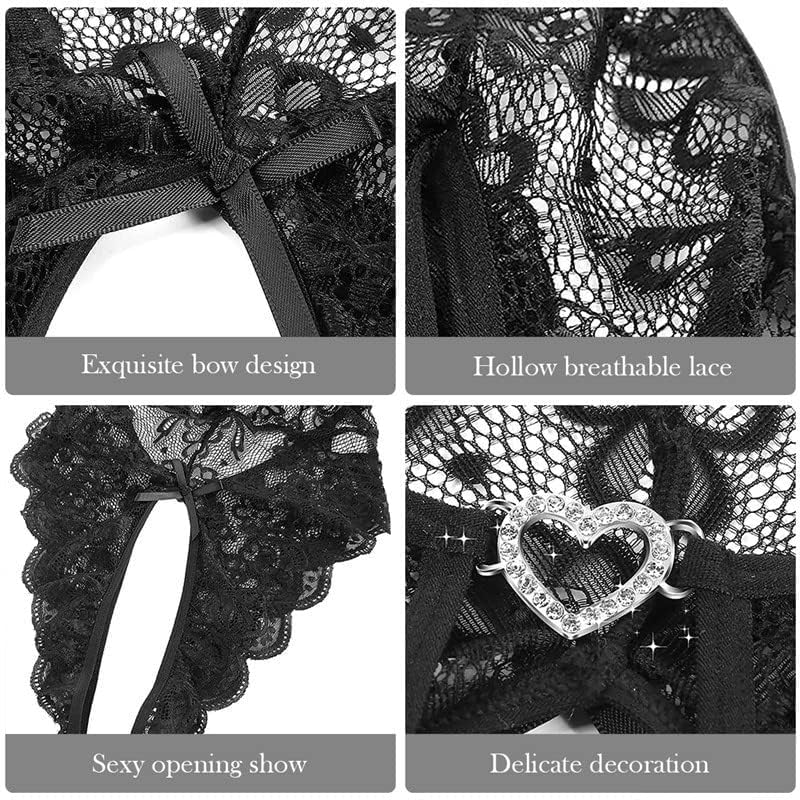 ZIJEFA Women One Piece Lingerie Deep V Teddy Sexy Lace Bodysuit (XL, Bow Ties Black)