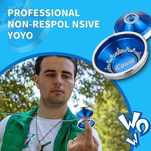 WATIEOBOO Unresponsive Yoyo Professional, Competitive Bi-Metal Yoyos for Professional Players, Tricks Yo-yo for Intermediate to Advanced Players with Precision Bearings S304AS (Sapphire Blue)
