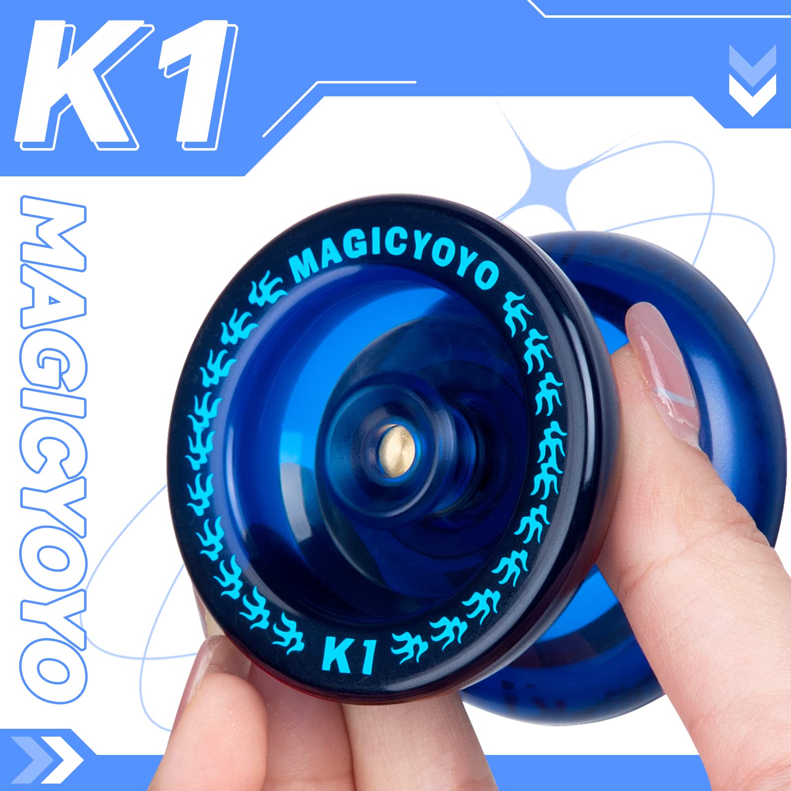 Pack of 3 Beginner Yoyos for Kids, MAGICYOYO K1-Plus Responsive Yoyos + 3 Yoyo Gloves, 3 Yoyo Bags, 18 Strings, All in A Gift Box - Blue +Red +Green