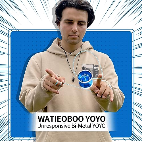WATIEOBOO Unresponsive Yoyo Professional, Competitive Bi-Metal Yoyos for Professional Players, Tricks Yo-yo for Intermediate to Advanced Players with Precision Bearings S304AS (Sapphire Blue)