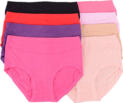 C.X Trendy Women's 8-Pack Cotton Seamless Brief Panty (S, Assorted)