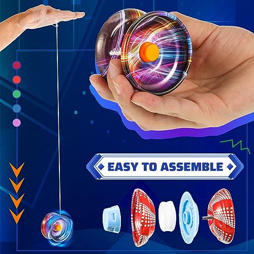 Lenwen Alloy Metal Yo Yo Responsive Yoyo Colorful Trick Yoyo Responsive Ball for Beginners, Adults Players, 5 Styles (20)