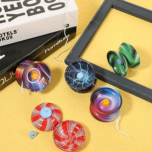 Lenwen Alloy Metal Yo Yo Responsive Yoyo Colorful Trick Yoyo Responsive Ball for Beginners, Adults Players, 5 Styles (20)