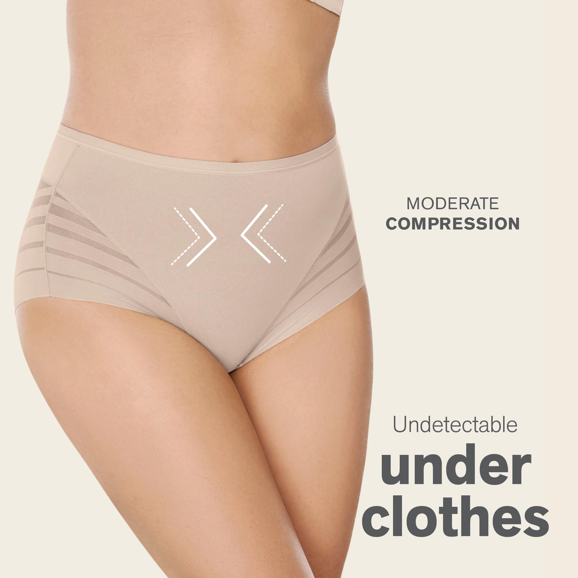 Leonisa Women's No Show Invisible Comfy Tummy Control Classic Panty,Nude,Small