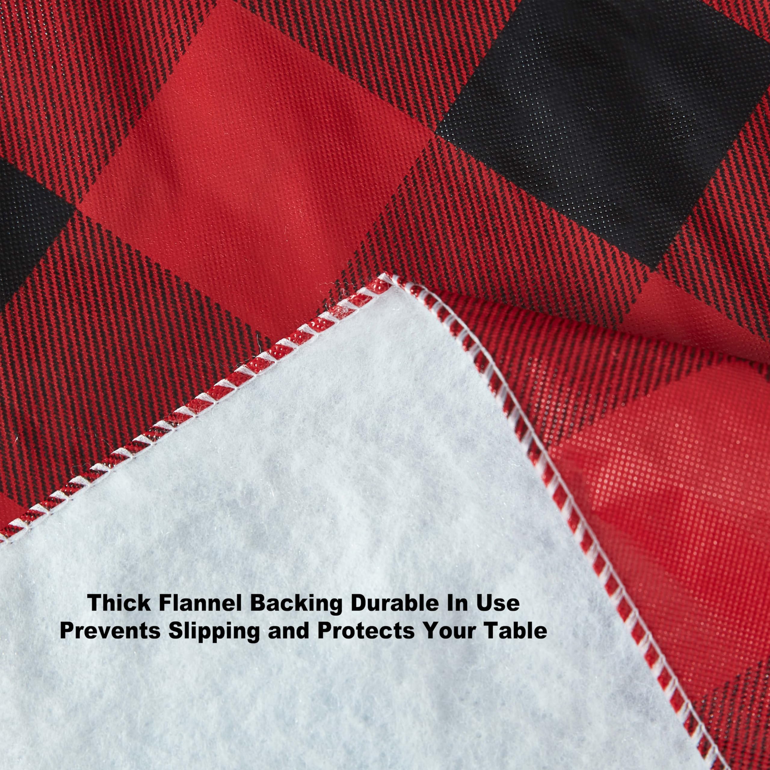 Newbridge Holiday Red and Black Buffalo Plaid Christmas Print Vinyl Flannel Backed Tablecloth, Country Rustic Red Black Cottage Check Xmas Wipe Clean Tablecloth, 60 Inch x 84 Inch Oblong/Rectangle