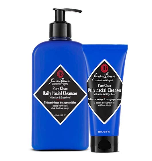 Jack Black Pure Clean Daily Facial Cleanser, 16 Fl Oz & 3 Fl Oz,1 Count(Pack of 2)