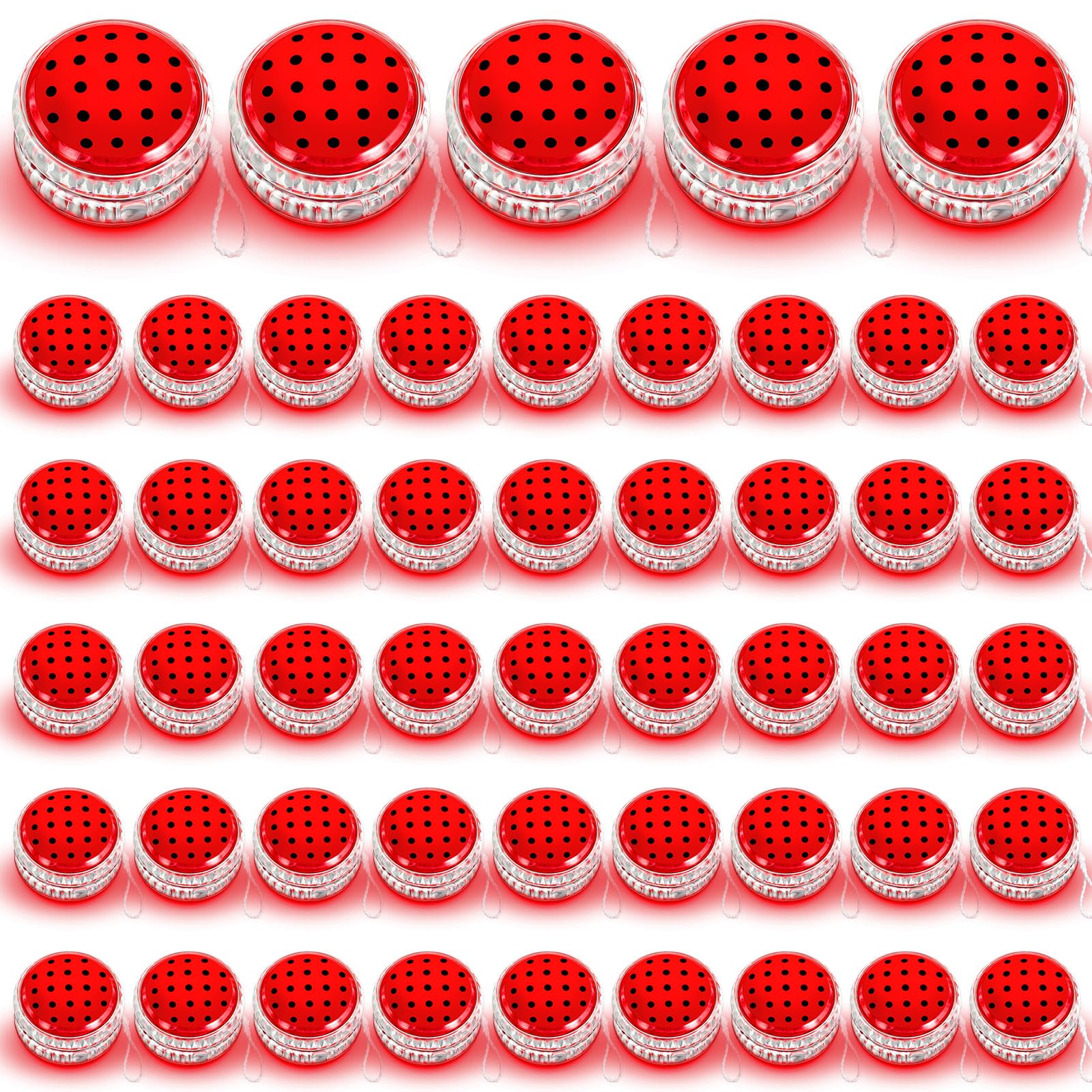 Woanger 48 Pcs LED Yoyo Light up Responsive Balls Bulk Novelty Plastic Rainbow Yoyo with Light for Girl Teens Adults Beginner Birthday Classroom Prizes Party Favors