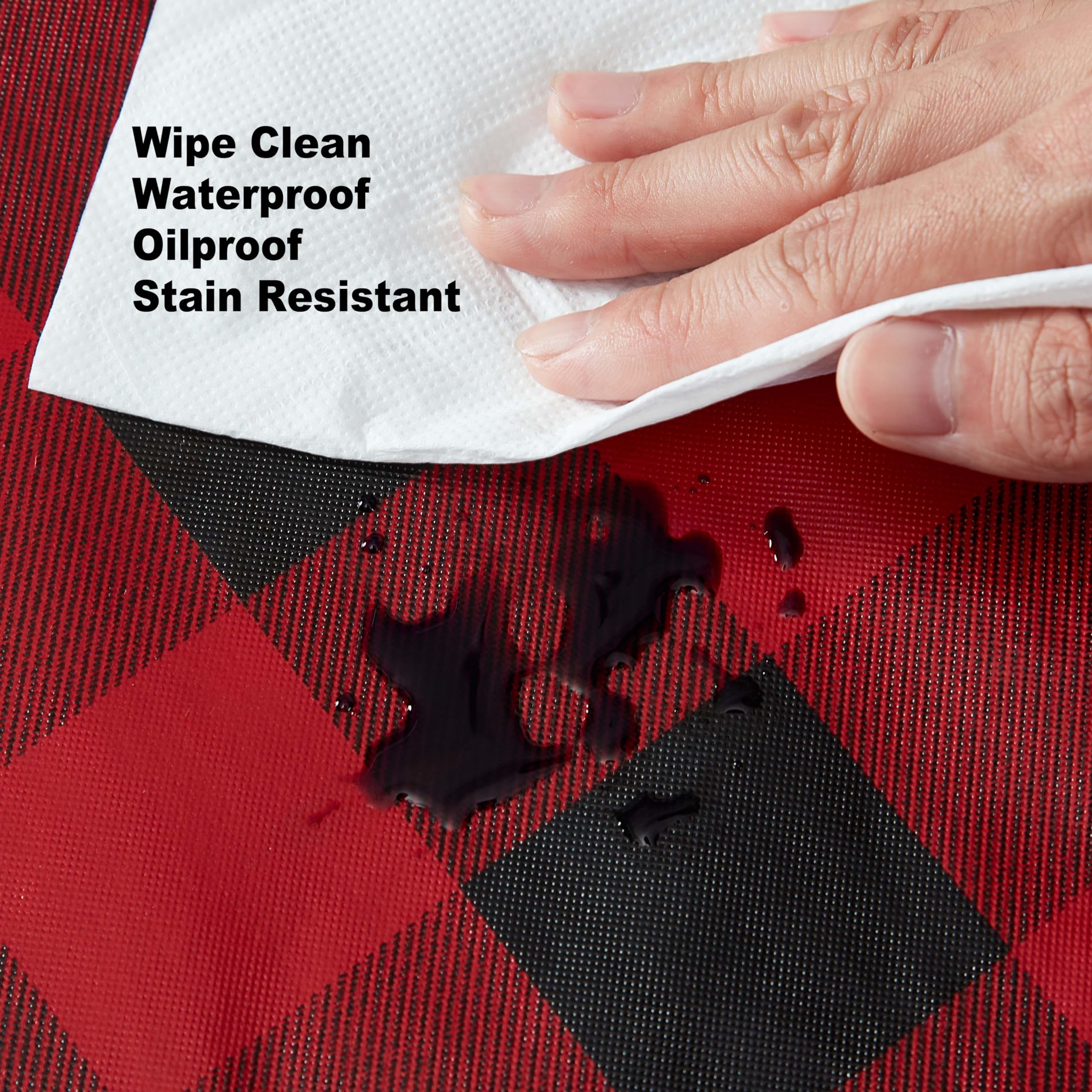 Newbridge Holiday Red and Black Buffalo Plaid Christmas Print Vinyl Flannel Backed Tablecloth, Country Rustic Red Black Cottage Check Xmas Wipe Clean Tablecloth, 60 Inch x 84 Inch Oblong/Rectangle