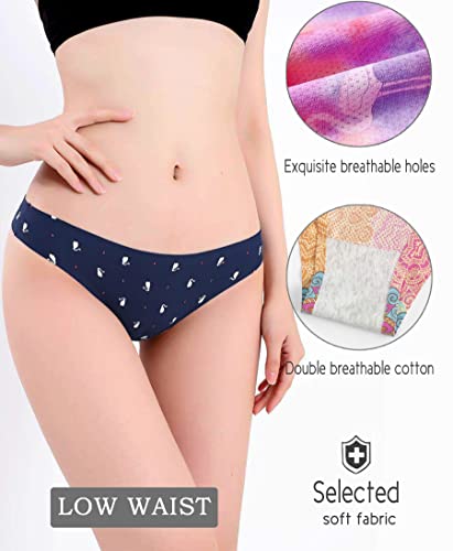 Kingfung Women Seamless Hipster Panties,No Show Invisible Stretch Bikini Underwear,Briefs Undies for Women,Tanga,5-7Pack(Bikini-new XS)