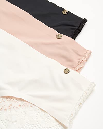 Lucky Brand Women's Underwear – Microfiber Lace Hipster Briefs (6 Pack), Size X-Large, Gardenia/Natural/Black