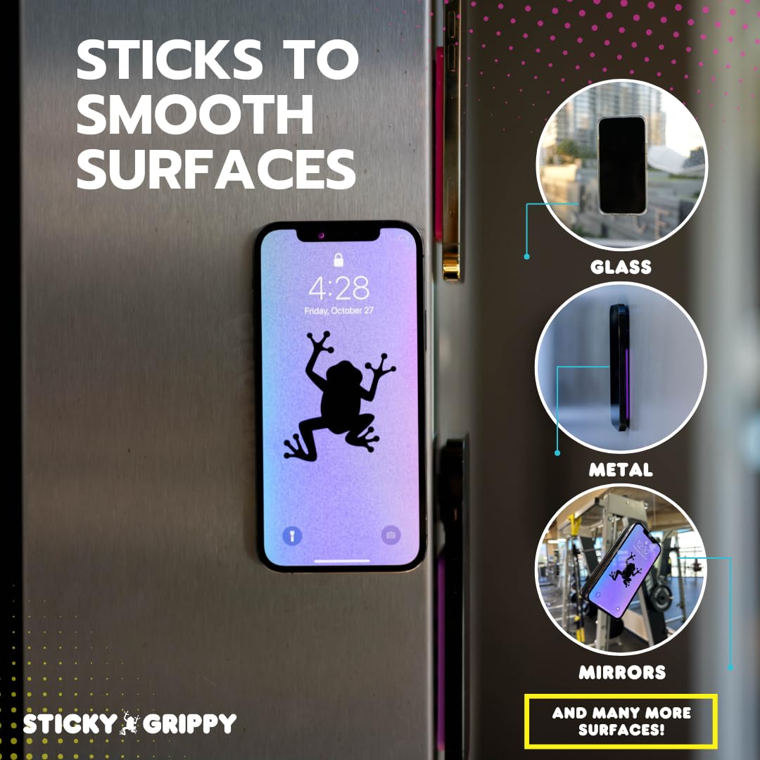 StickyGrippy Suction Phone Case Mount, Sillicon Adhesive Phone Accessory for iPhone and Android, Hands-Free Fidget Toy Mirror Shower Phone Holder, Tiktok Videos and Selfies (Black)