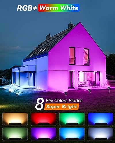 FabStyl Solar Spot Lights Outdoor, Solar Landscape Lights Color Changing LED Lights Waterproof IP65 Solar Spotlights Outdoor Wall Lights for Yard Pool Garden Tree,Halloween, Christmas, 2 Pack