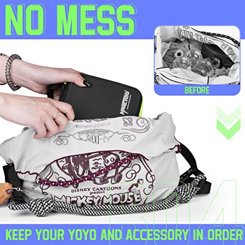 MAGICYOYO Professional Yoyo Storage Case, Portable 4 Hole Case, Protective Bag with Interior Zip Mesh for Yo-yo and Accessories (Black Green)