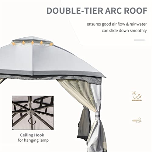 ZZBJ 10' X 12' Patio Gazebo Canopy Shelter, Outdoor Solid Steel Frame Gazebo with Double Vented Roof, Zippered Mesh Sidewalls