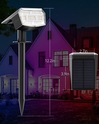 FabStyl Solar Spot Lights Outdoor, Solar Landscape Lights Color Changing LED Lights Waterproof IP65 Solar Spotlights Outdoor Wall Lights for Yard Pool Garden Tree,Halloween, Christmas, 2 Pack