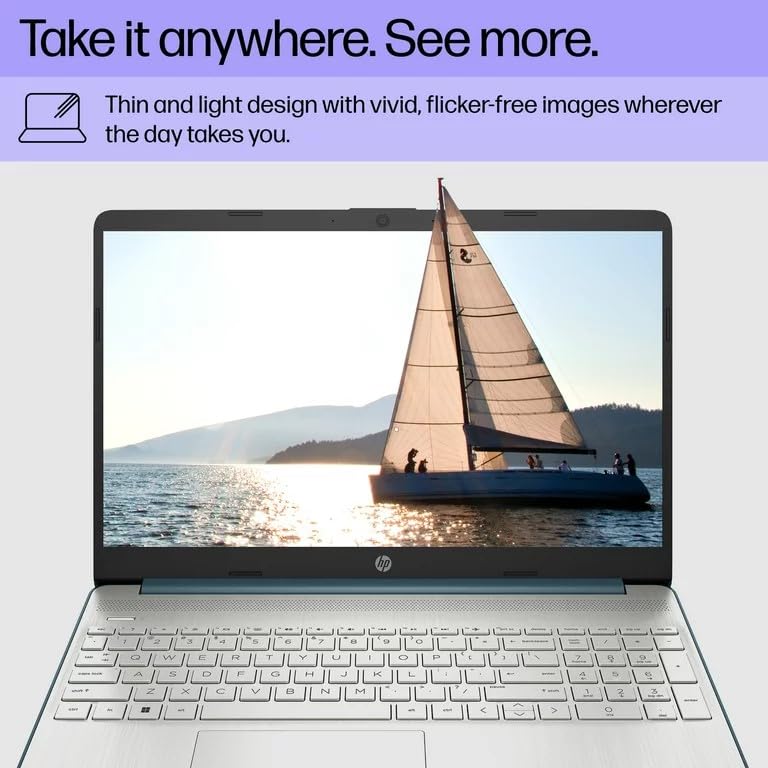 HP 2023 15.6 inch HD Lightweight Laptop, Intel Core i3-1115G4, 20GB RAM, 1TB SSD, Intel UHD Graphics, Windows 11 Home in S Mode, Spruce Blue