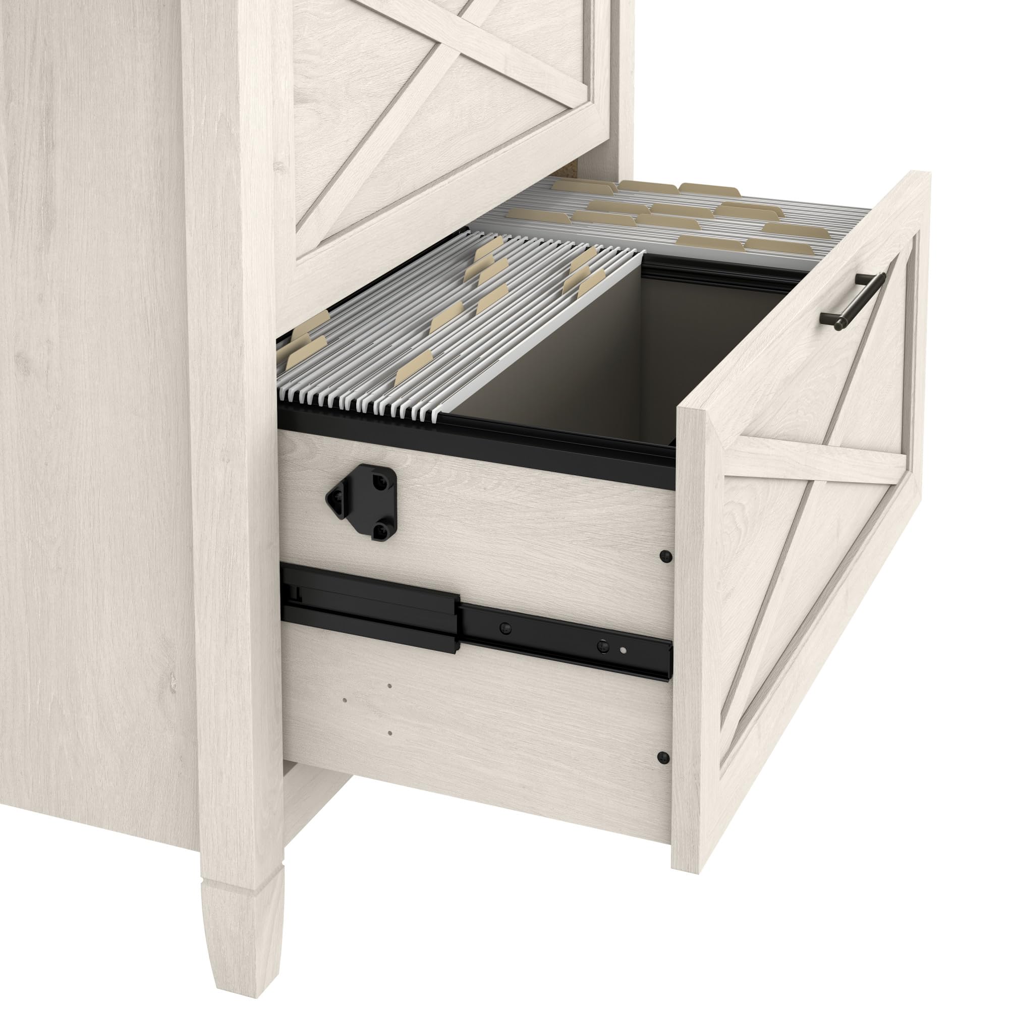 Bush Furniture Key West 2 Drawer Lateral File Cabinet in Linen White Oak | Document Storage for Home Office | Accent Chest with Drawers