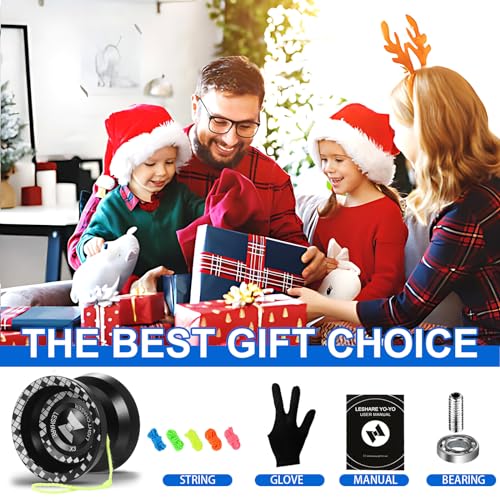 LESHAREYoyo Non-Responsive Pro X3 for Advanced yoyo Players Includes Responsive yoyo for Beginners Aluminum Yoyo for Kids + 5 yoyo Ropes + Gloves + User Instructions