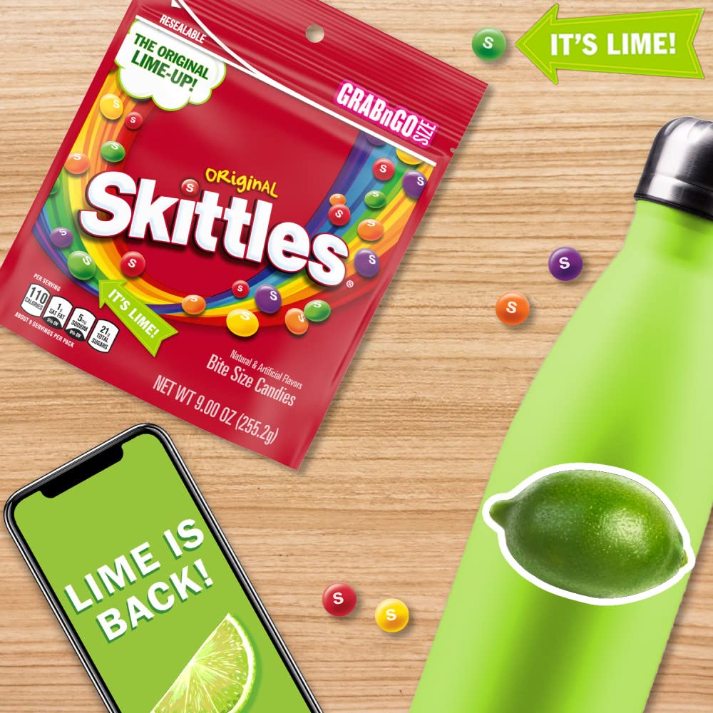 SKITTLES Original Summer Chewy Candy, Grab N Go, 9 Oz Resealable Candy Bag