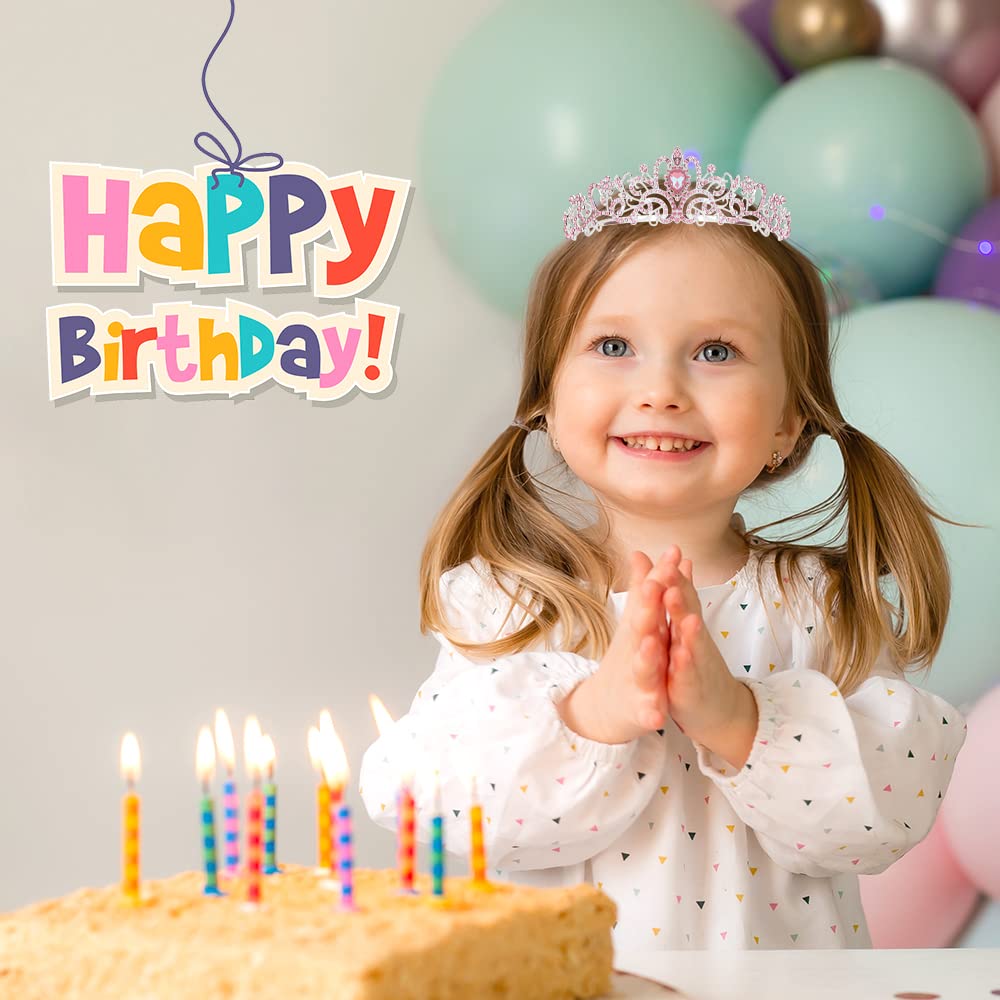 Pink Tiara Sash Gifts for Women's Birthday - Rhinestone Crystal Headband Princess Queen Crown Accessories