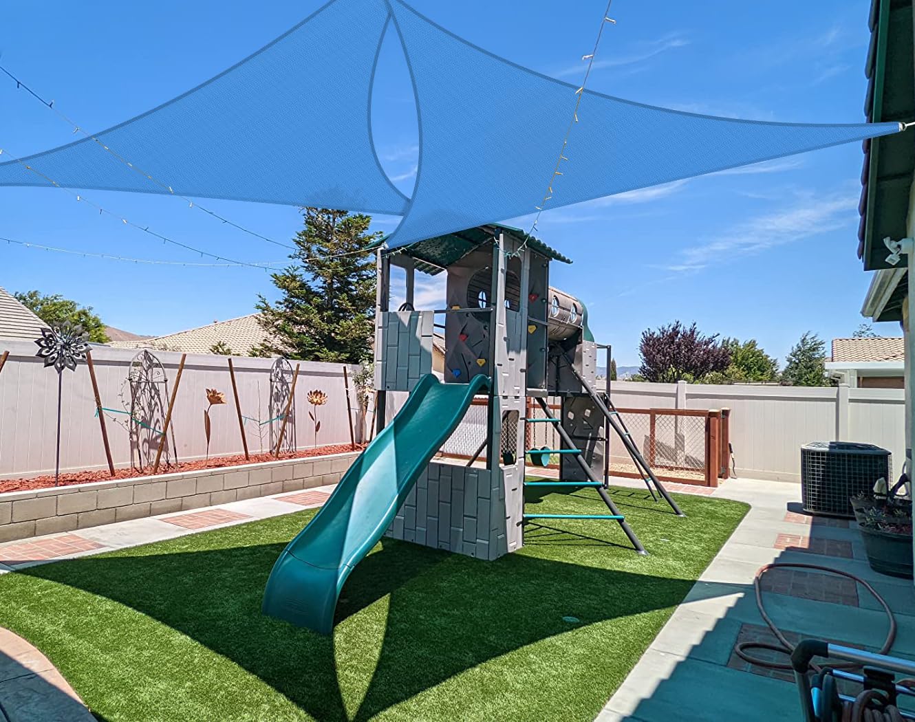 Coarbor 12' x 12' x 12' Sun Shade Sail Canopy Sunshade Outdoor Heavy Duty Triangle Fabric Cloth Screen for Patio Garden Yard Deck Pergola Canopy Blue