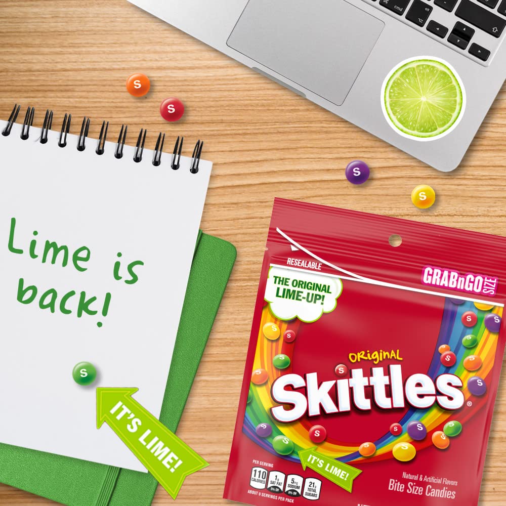 SKITTLES Original Summer Chewy Candy, Grab N Go, 9 Oz Resealable Candy Bag