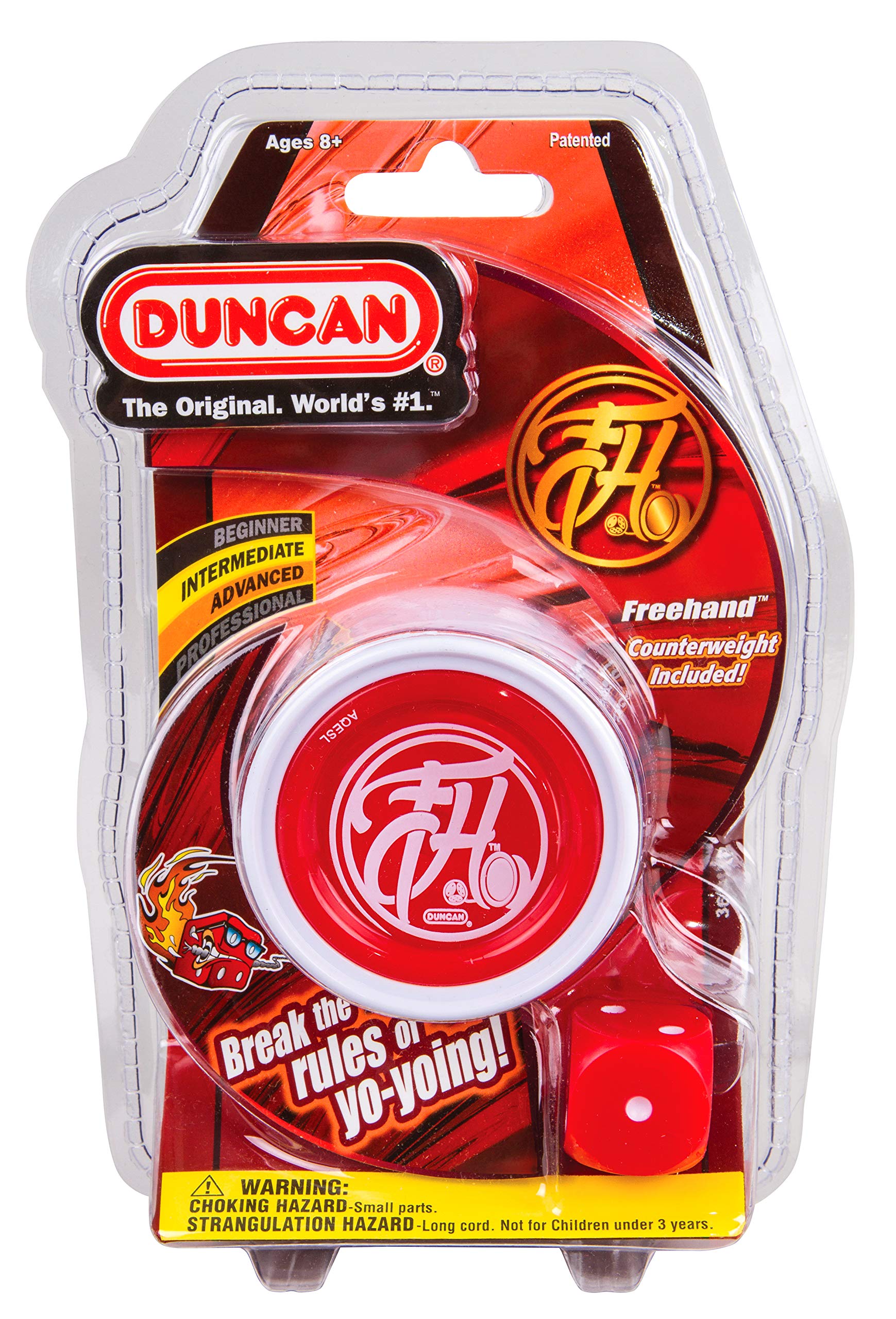 Duncan Toys Freehand Yo-Yo, String Trick Yo-Yo with Counterweight, Ball Bearing Axle and Aluminum Body, White w/ Red Cap