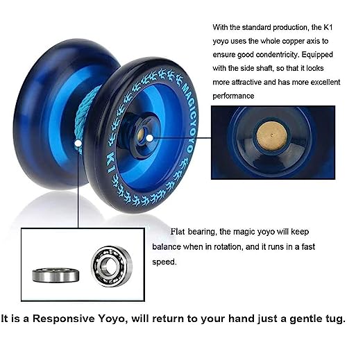 MAGICYOYO Responsive YoYo K1-Plus with Bag, Strings, Glove - Gift for Kids Beginners (K1-Dark Blue)