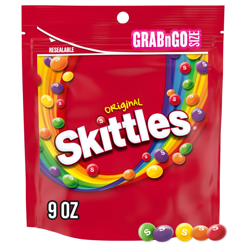 SKITTLES Original Summer Chewy Candy, Grab N Go, 9 Oz Resealable Candy Bag