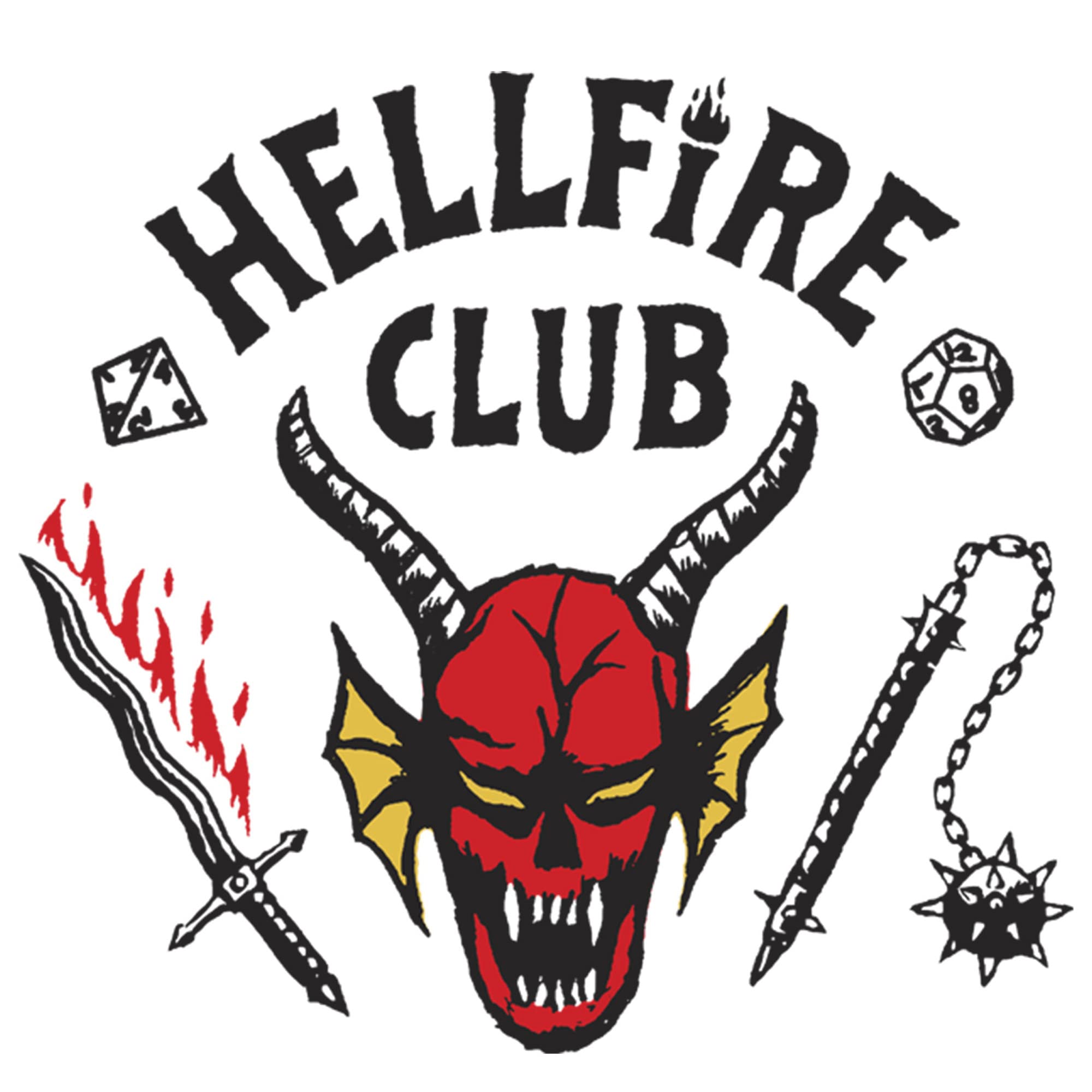 Men's Stranger Things Hellfire Club Costume Baseball Tee - White/Black - Medium