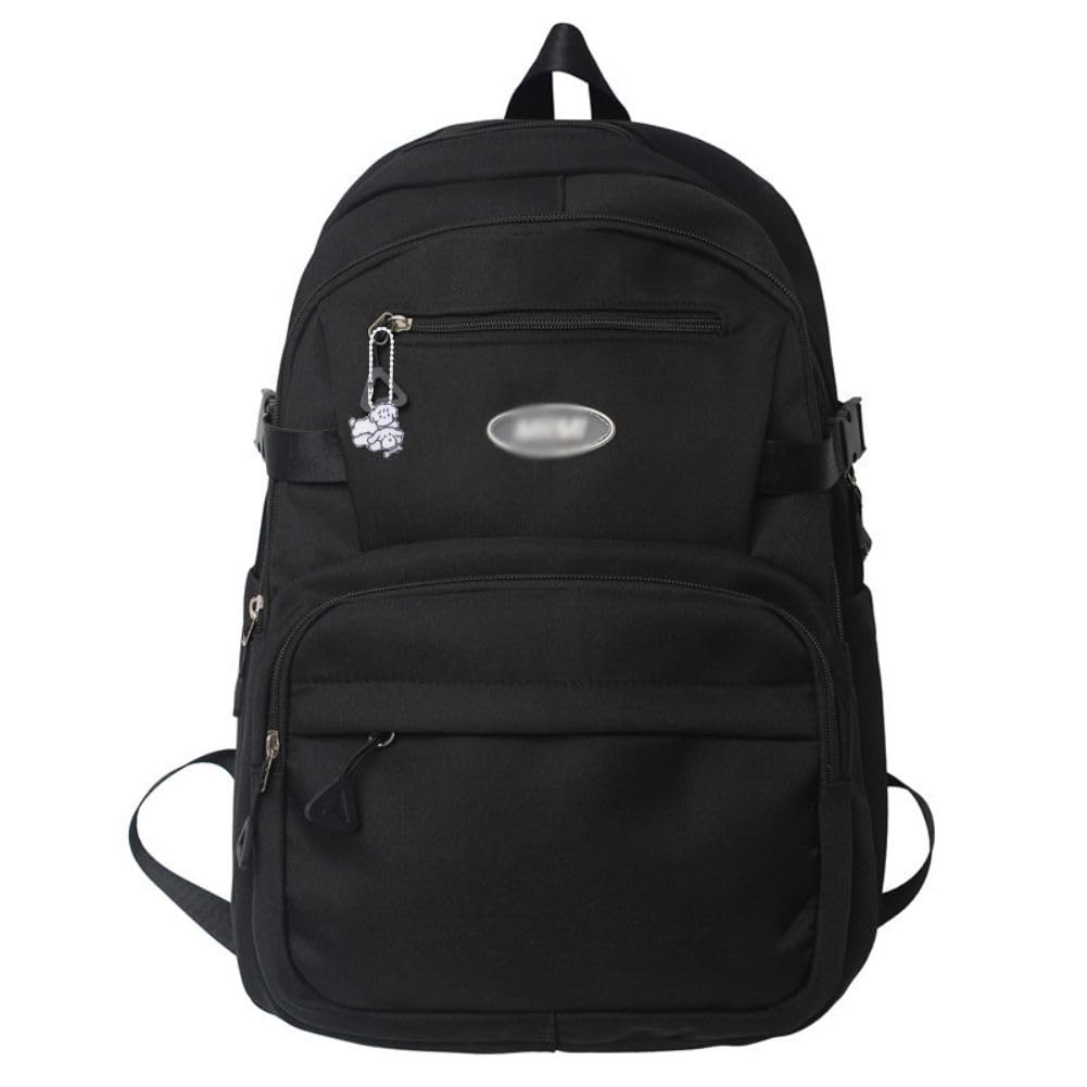 Kawaii Backpack Cute Aesthetic Backpack Preppy Backpack for Women Preppy Stuff Canvas Backpack (black)