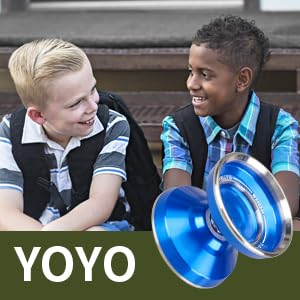 WATIEOBOO Bi-Metal Yoyo with 4 Stainless Steel Rings, Professional Unresponsive Yoyo for Adults Advanced Players, Incredible Drive Performance and Idling Capability (6Black Blue)
