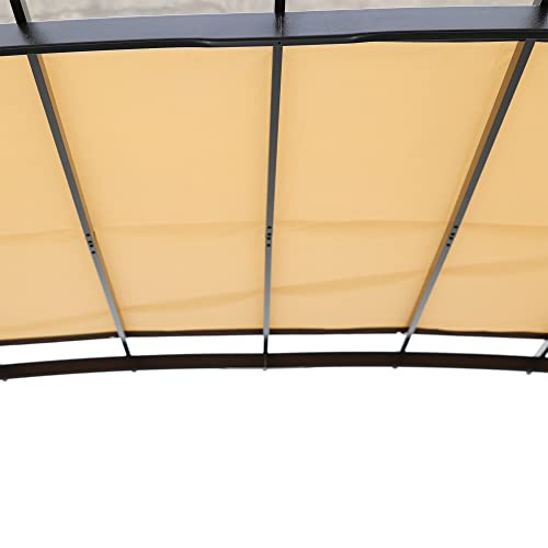 12’ X 9’ Outdoor Retractable Pergola Canopy, Steel Frame Grape Patio Gazebo, Backyard Shade Shelter, for Garden Porch Yard BBQ Beach, Beige+Brown
