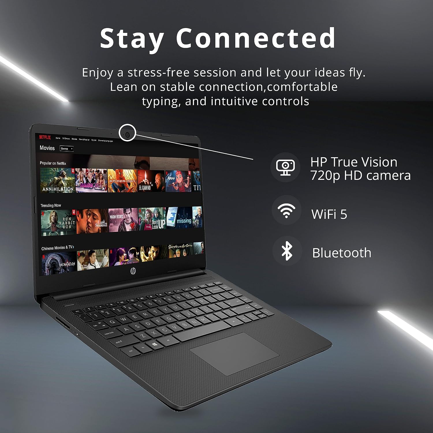 HP Stream 14" HD BrightView Laptop, Intel Celeron N4120, 8GB RAM, 64GB eMMC, Intel UHD Graphics, 720p Webcam, 1 Year Office 365, Black, Win 11 S, 32GB Hotface USB Card