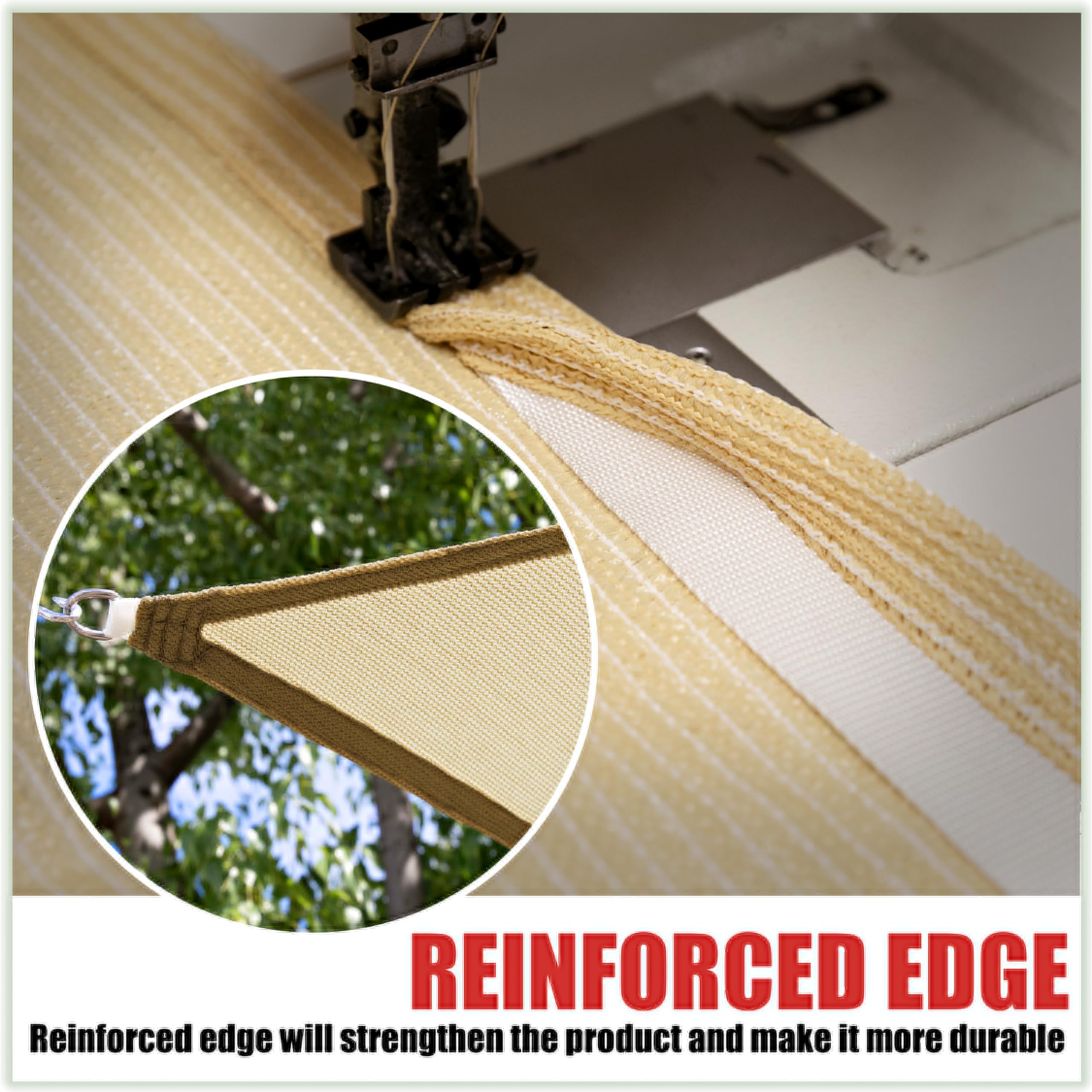 ColourTree 10' x 16' Sand Beige Sun Shade Sail Rectangle Canopy Fabric Cloth Screen, Water Permeable & UV Block UPF50, Heavy Duty, Carport Patio Outdoor - (We Customize Size)