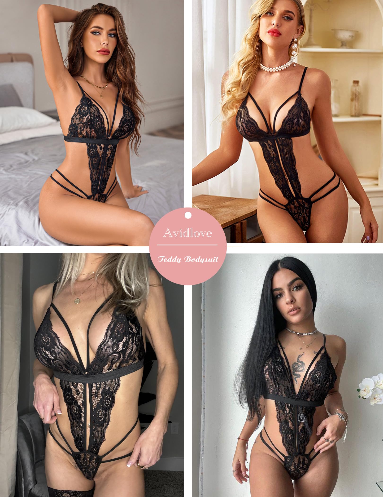 Avidlove Lingerie for Women Mothers Day Gifts Lace Sexy Outfits (Medium, Black)