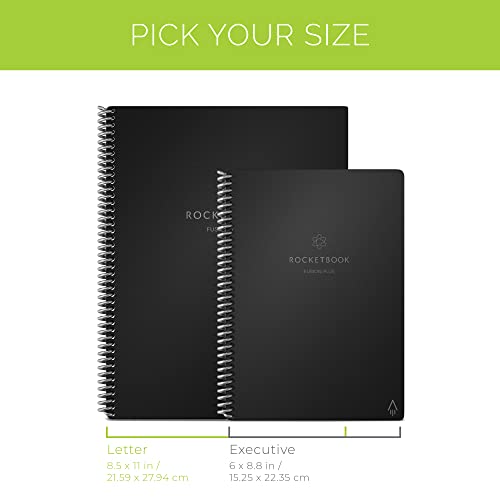 Rocketbook Smart Reusable Notebook, Fusion Plus Letter Size Spiral Notebook & Planner, Infinity Black, (8.5" x 11")