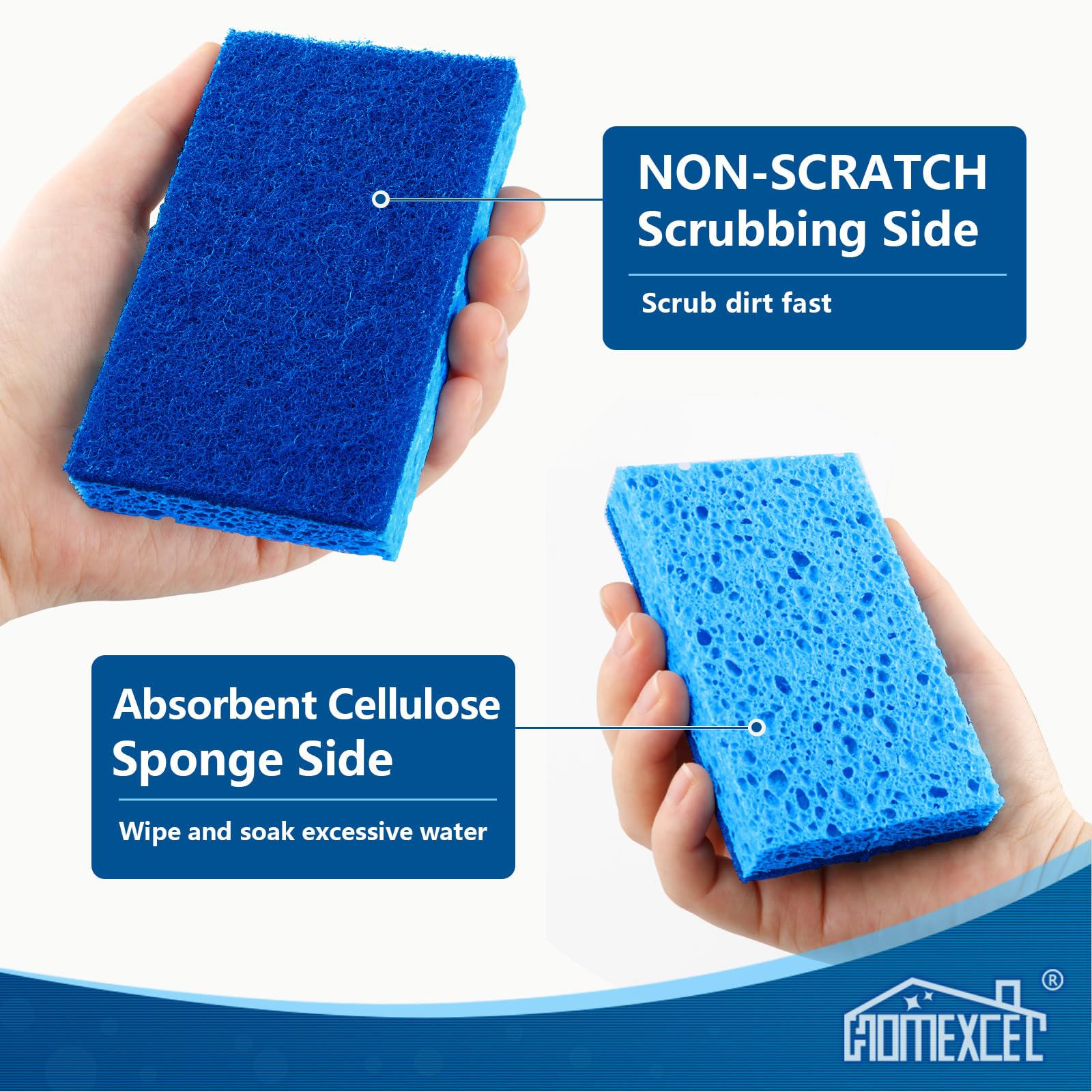 HOMEXCEL Sponges Kitchen 24pcs, Non-Scratch Scrub Dish Sponges, Safe on Non-Stick Cookware,Dual Sided Cleaning Sponges for Kitchen,Household,Bathroom and More
