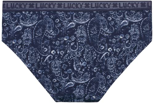 Lucky Brand Women's Underwear - 10 Pack Microfiber Hipster Briefs (S-XL), Size Large, Blue Iris/Gardenia/Silver Sconce/Blue/Multi