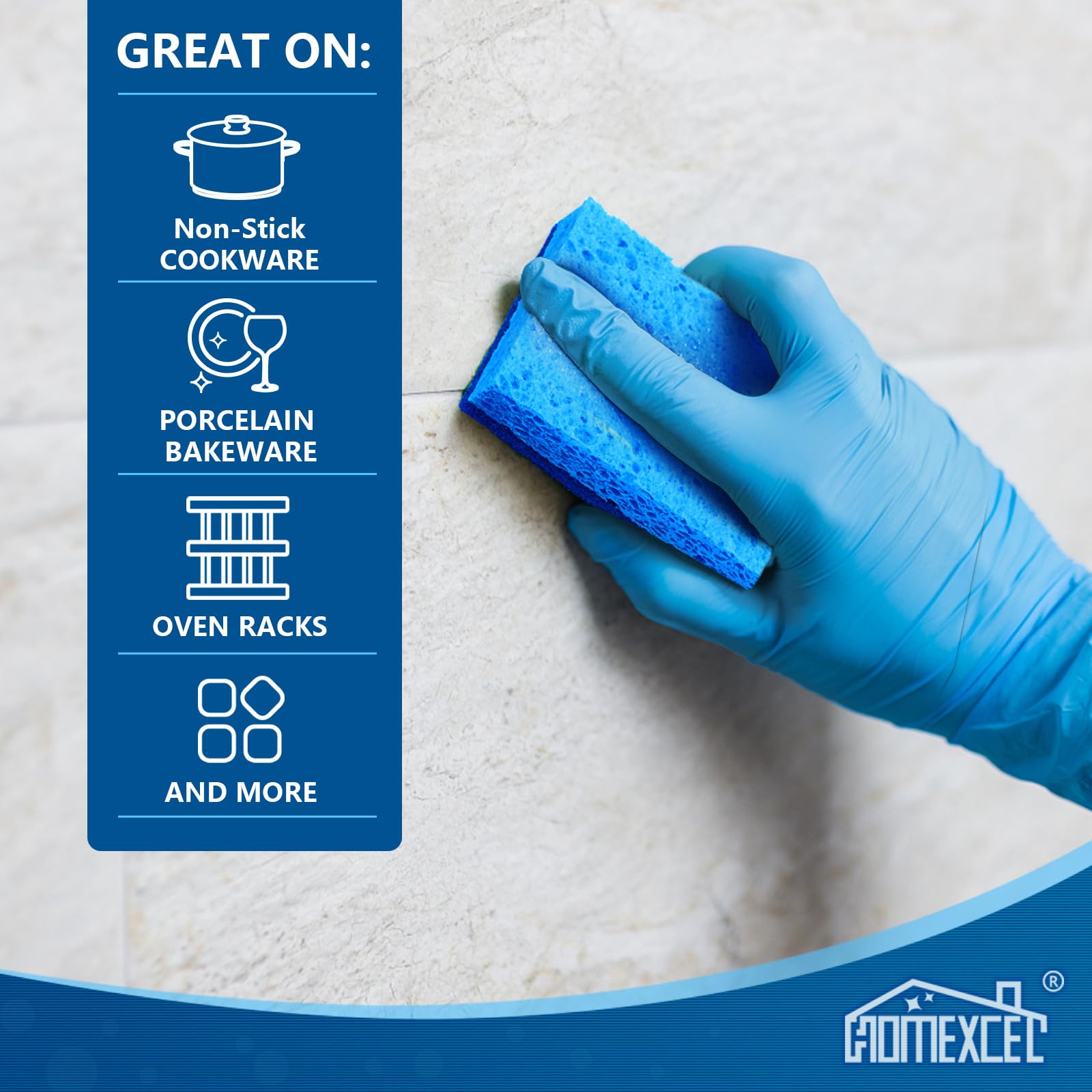 HOMEXCEL Sponges Kitchen 24pcs, Non-Scratch Scrub Dish Sponges, Safe on Non-Stick Cookware,Dual Sided Cleaning Sponges for Kitchen,Household,Bathroom and More