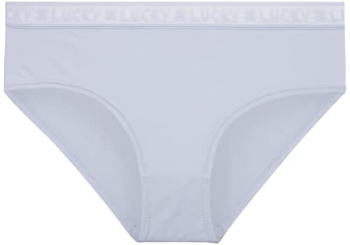 Lucky Brand Women's Underwear - 10 Pack Microfiber Hipster Briefs (S-XL), Size Large, Blue Iris/Gardenia/Silver Sconce/Blue/Multi