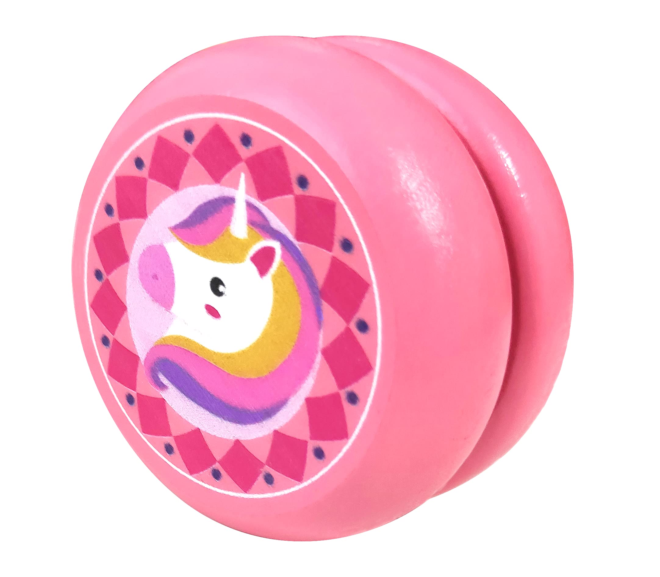 Chic U Wooden Looping Yoyo for Kids Beginners Auto Return Yoyos, No Tricks Needed, Eco Wood Unbreakable Toy Gift, Pink