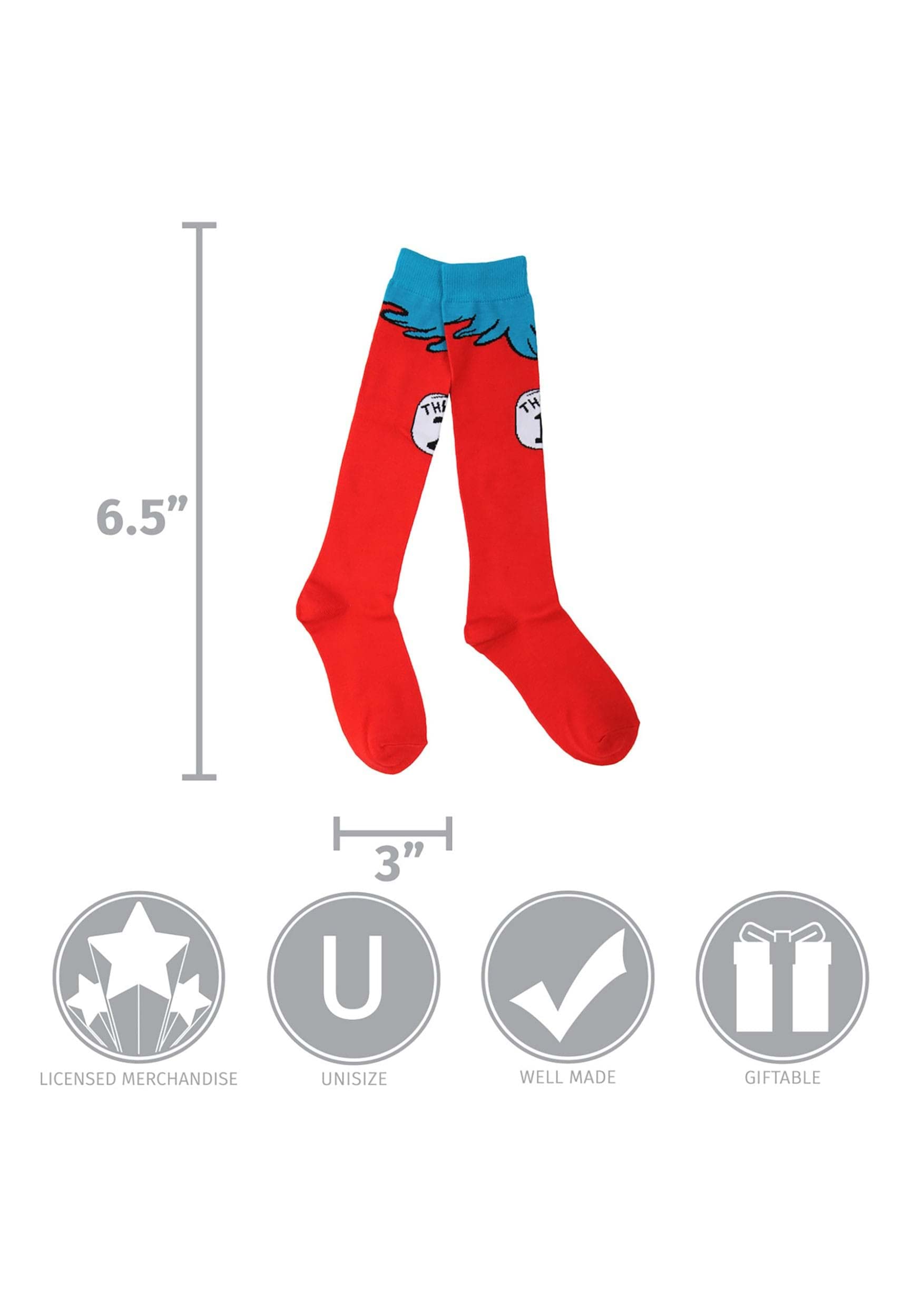 elope Dr. Seuss Thing 1 & 2 Costume Socks for Kids