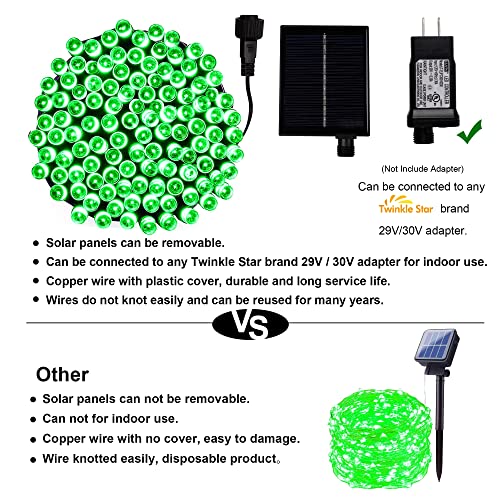 Twinkle Star Solar Halloween String Lights, 98FT 300 LED 8 Modes Solar Powered Starry Fairy Light Waterproof, Outdoor/Indoor Christmas Decor for Garden Yard Holiday Party Wedding, Green