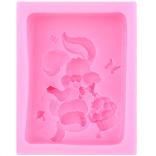 Mujiang 3D Easter Bunny Chocolate Silicone Mold Rabbit Flower Basket Fondant Mold For Cake Decorating Candy Gum Paste Polymer Clay Soap Set Of 1