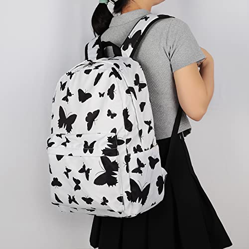 School Backpack for Teen Girls Women Laptop Backpack College Bookbags Middle School Travel Work Commuter Back Pack(Black Butterfly)