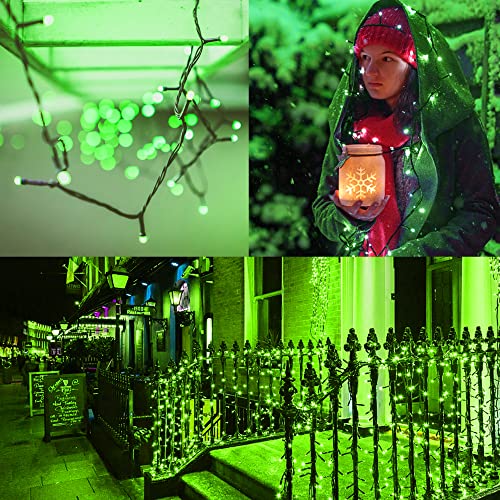 Twinkle Star Solar Halloween String Lights, 98FT 300 LED 8 Modes Solar Powered Starry Fairy Light Waterproof, Outdoor/Indoor Christmas Decor for Garden Yard Holiday Party Wedding, Green