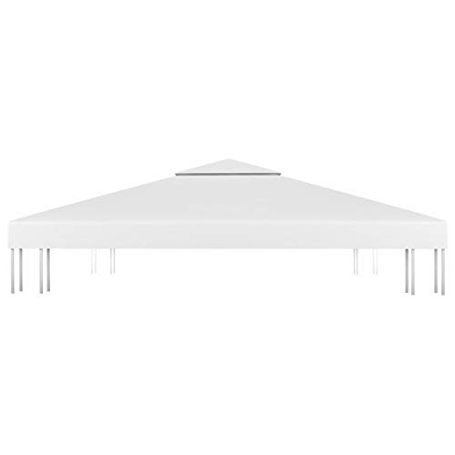 Tidyard 2-Tier Gazebo Top Cover Garden Canopy Replacement Cover with PVC Coating Sun Shade Shelter White for Party, Wedding Tent, BBQ, Camping, Pavilion Cater Tent 9.8ft x 9.8ft (L x W)