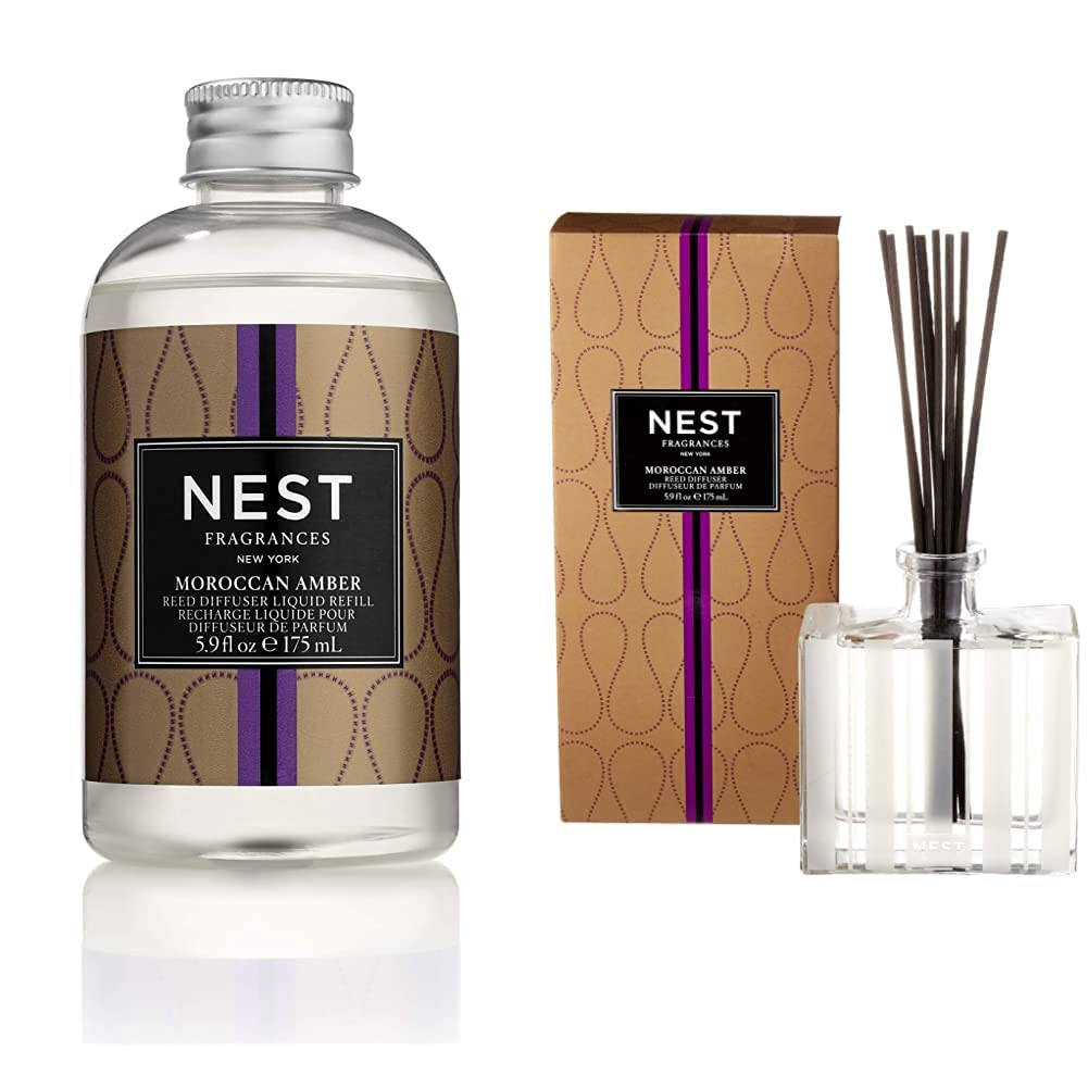 NEST Fragrances Moroccan Amber Reed Diffuser Bundle (Pack of 1)