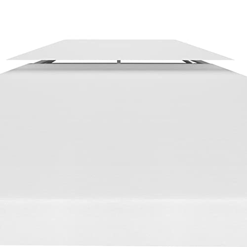 Tidyard 2-Tier Gazebo Top Cover Garden Canopy Replacement Cover with PVC Coating Sun Shade Shelter White for Party, Wedding Tent, BBQ, Camping, Pavilion Cater Tent 9.8ft x 9.8ft (L x W)